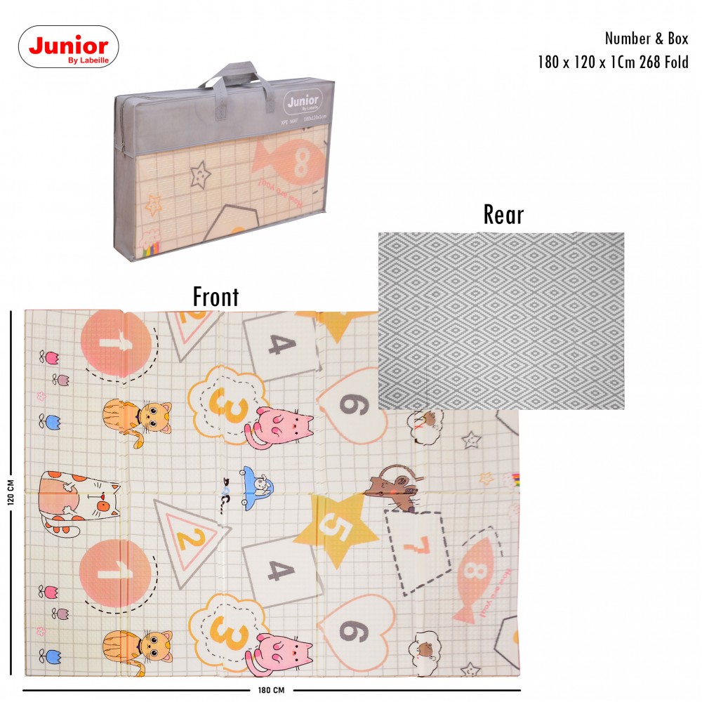 Junior 180x120x1cm 268 Fold Playmat Number & Box Tebal Waterproof